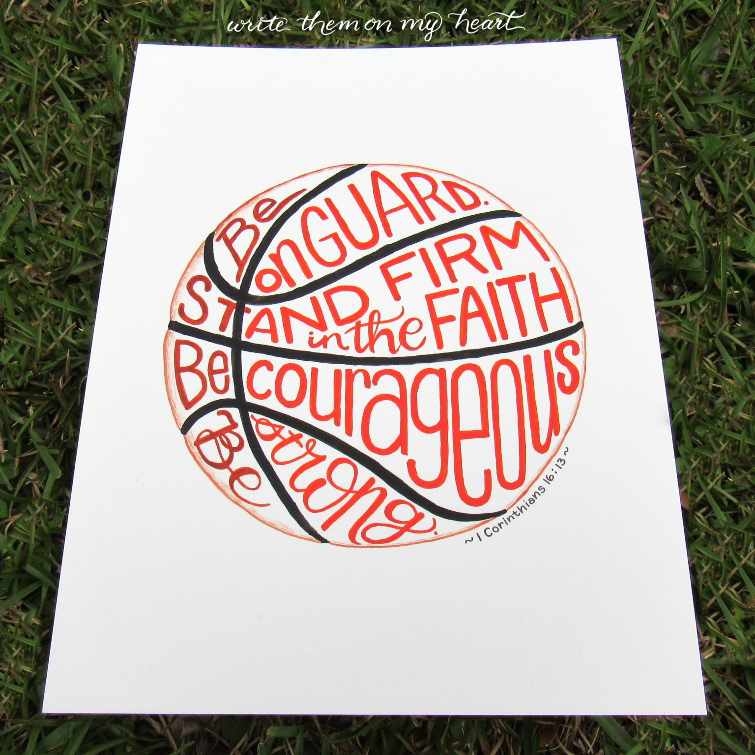 Sports Scripture Art for the Christian Sports Fan - Write Them On My Heart