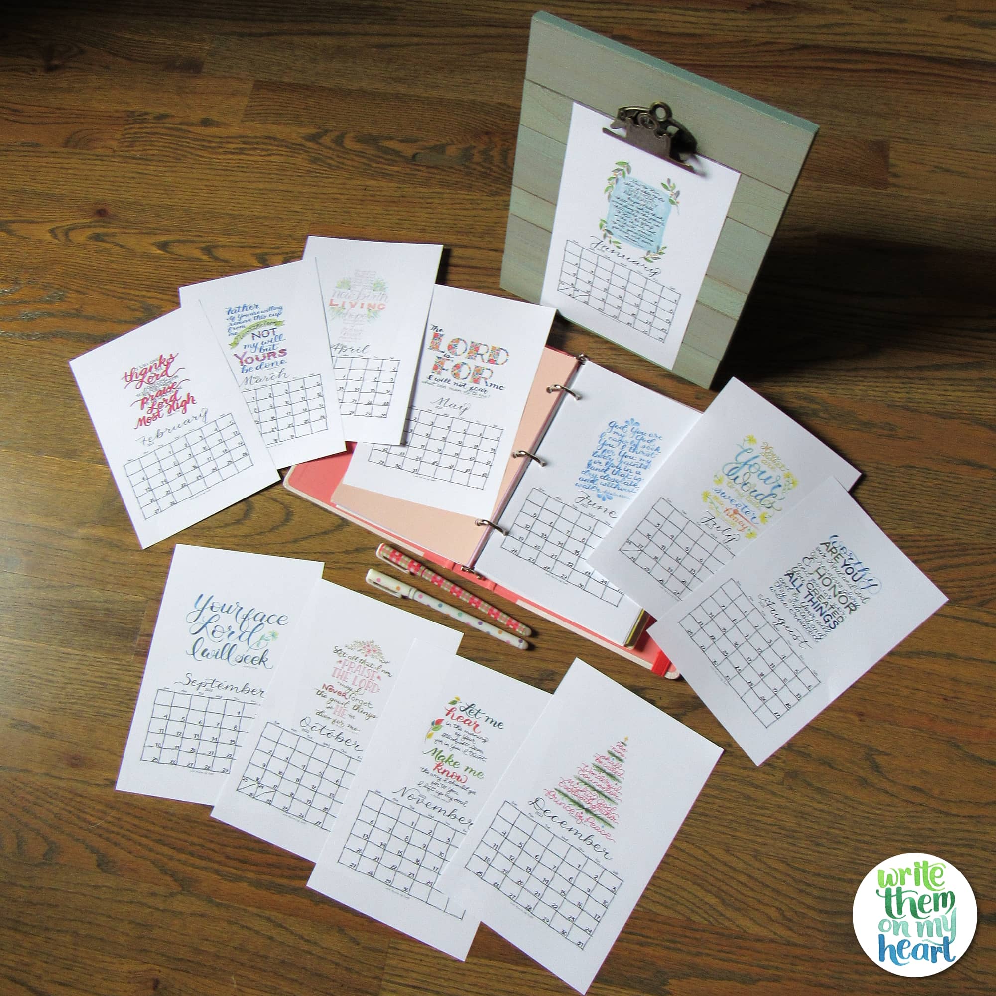 2022 Christian Printable Calendar - Write Them On My Heart