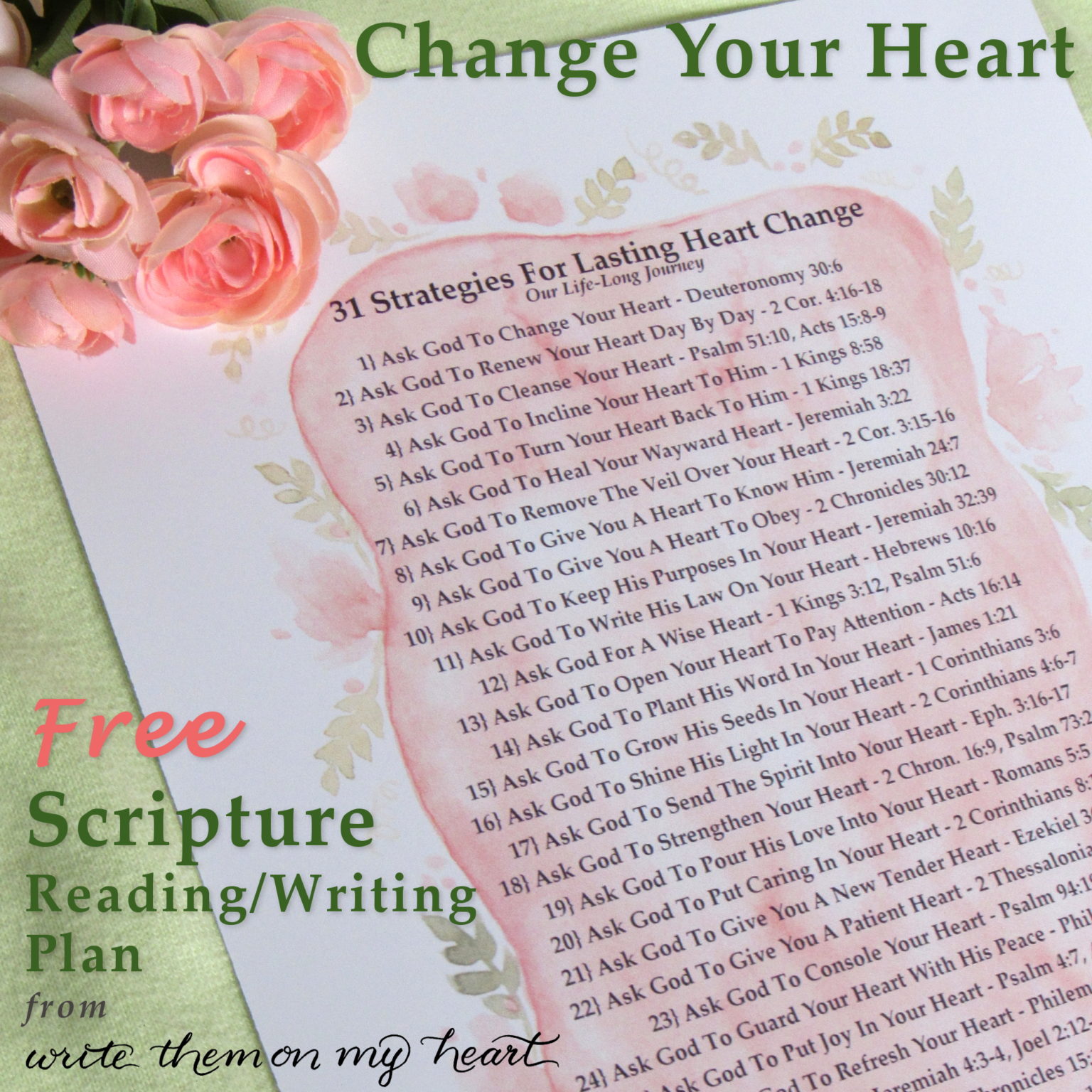 31 Ways To Change Your Heart - Write Them On My Heart