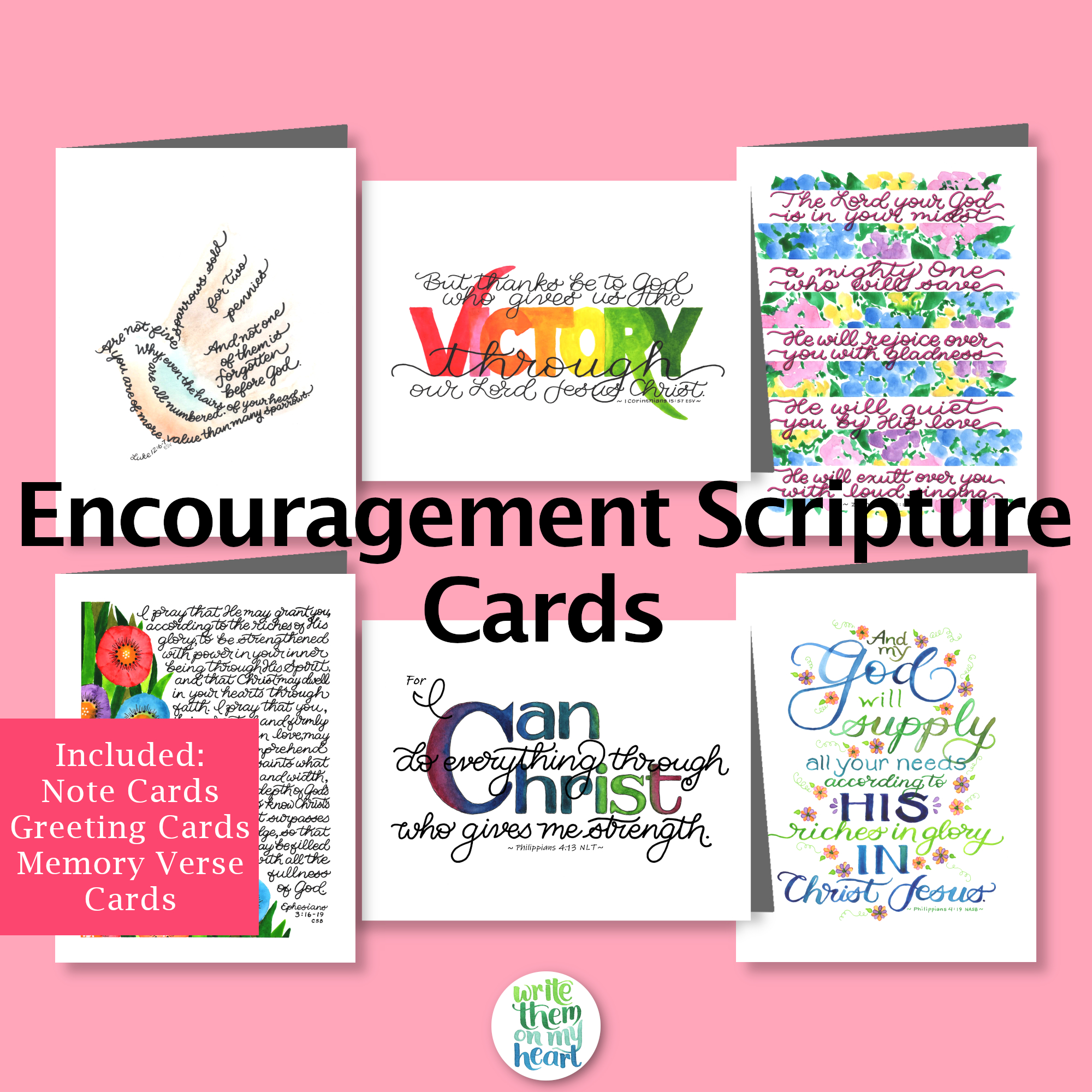 Printable Bible Verse Greeting Cards - Write Them On My Heart