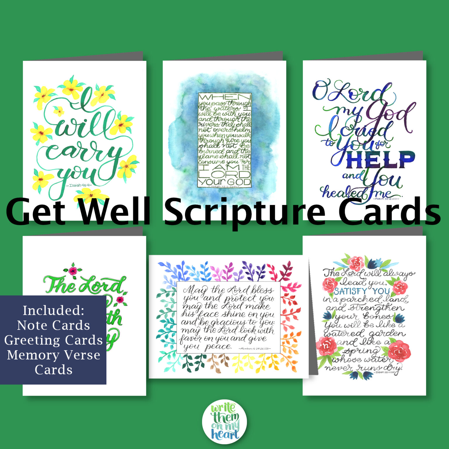 Printable Bible Verse Greeting Cards - Write Them On My Heart