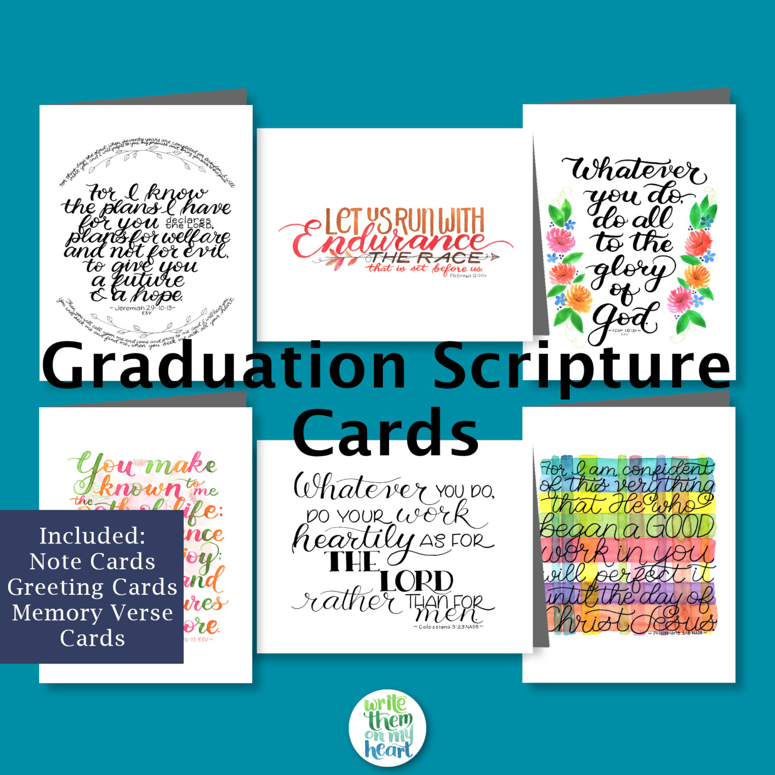 Printable Bible Verse Greeting Cards - Write Them On My Heart