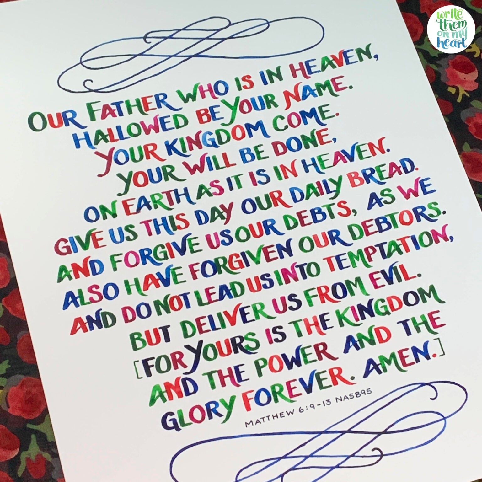 The Lord's Prayer Printable Wall Art & Cards - Write Them On My Heart