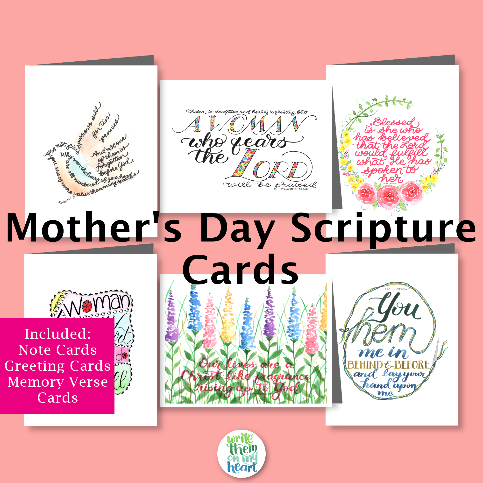 Printable Bible Verse Greeting Cards - Write Them On My Heart