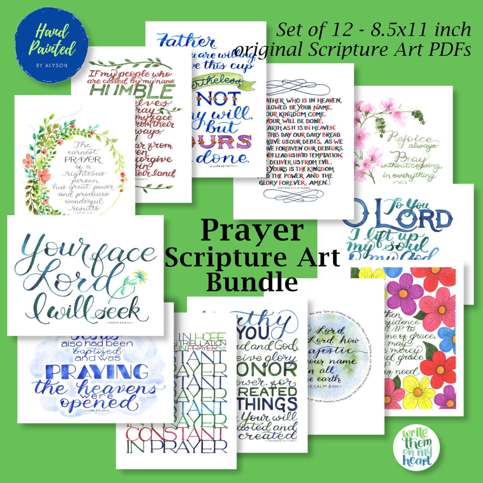 The Lord's Prayer Printable Wall Art & Cards - Write Them On My Heart