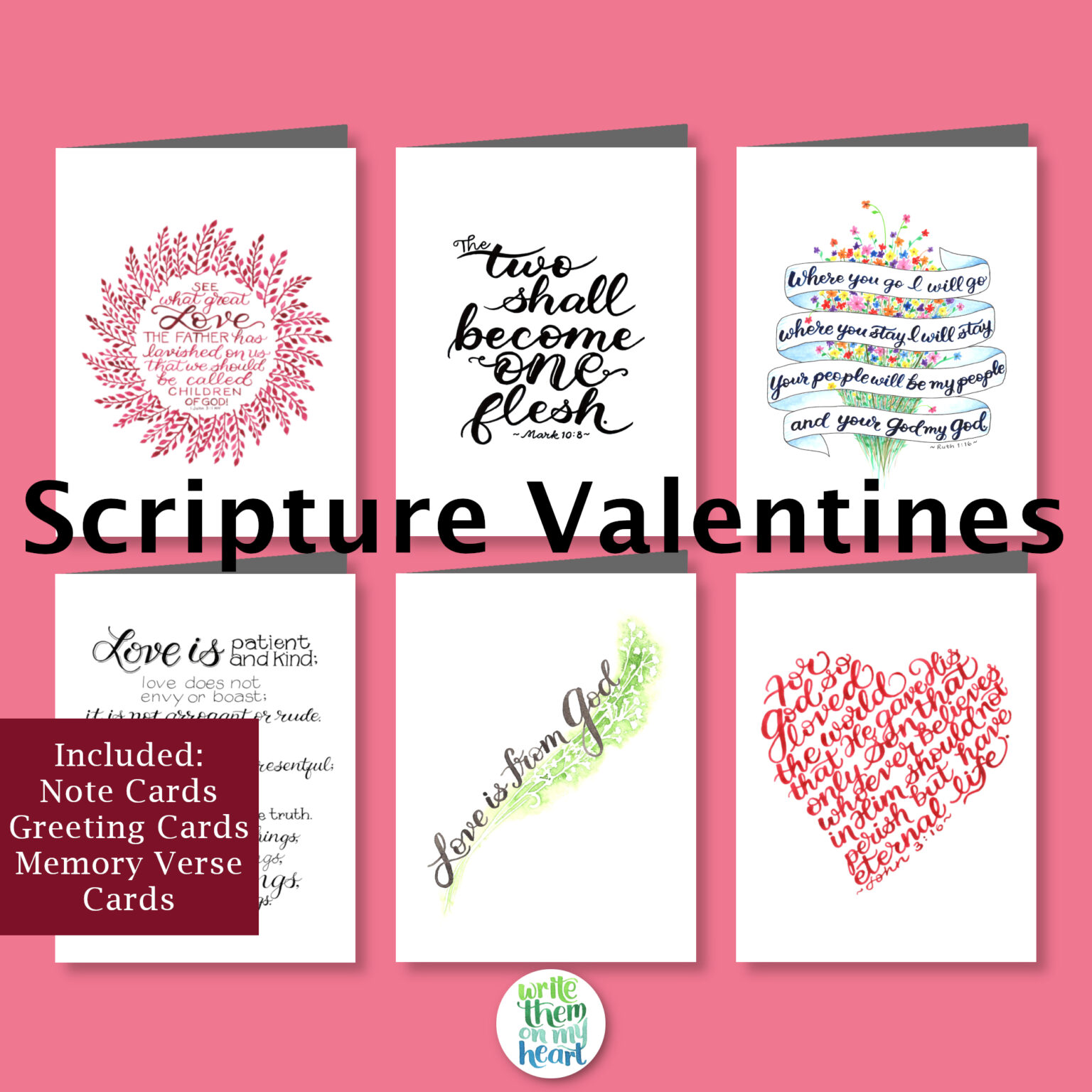 Printable Bible Verse Greeting Cards - Write Them On My Heart
