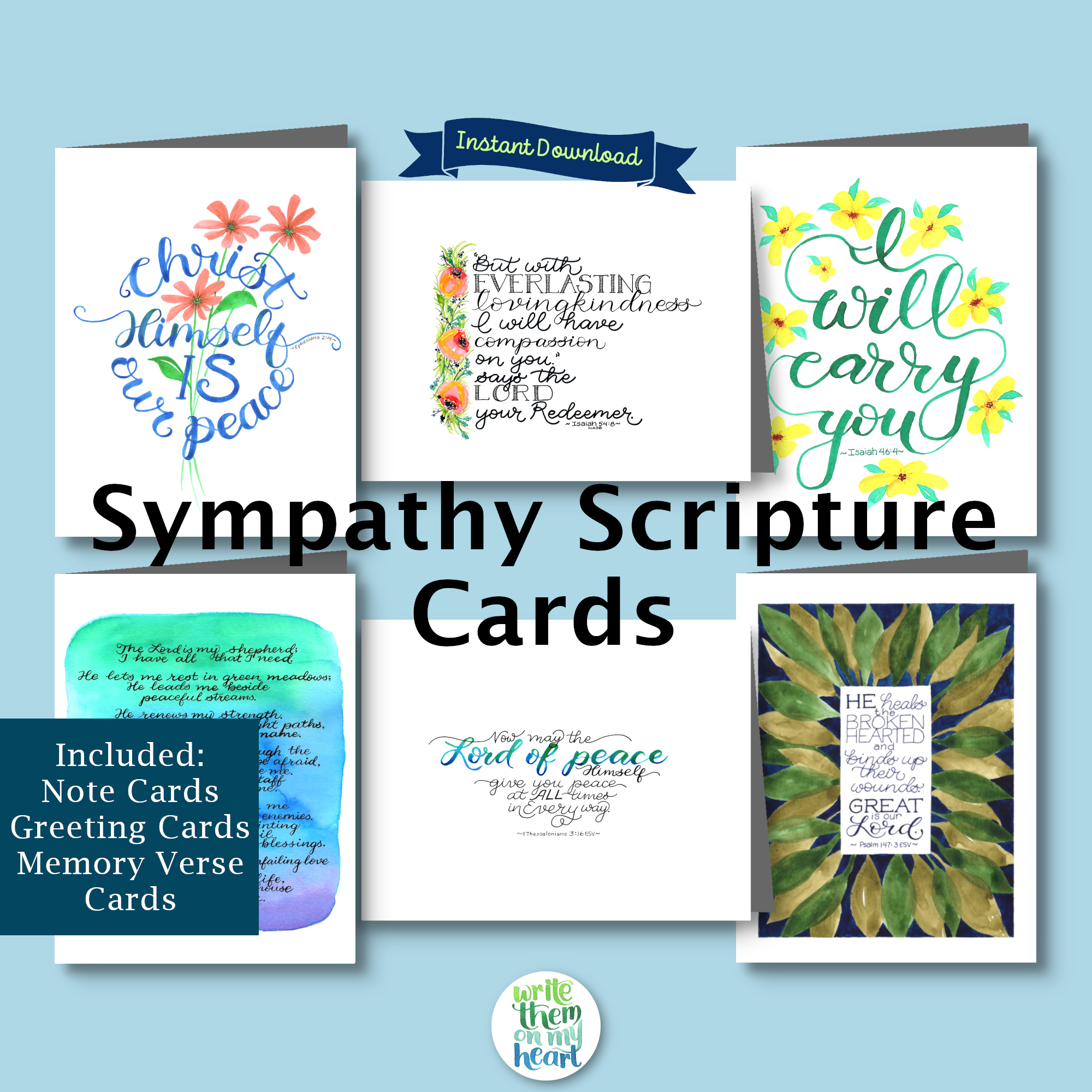 Printable Bible Verse Greeting Cards - Write Them On My Heart