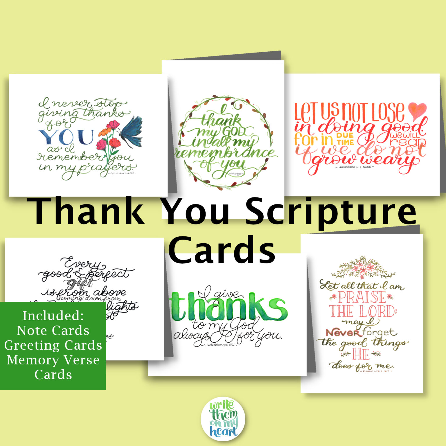 Build Up With Scripture Thank You Notes - Write Them On My Heart